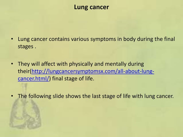 Final stages of life with lung cancer | PPT