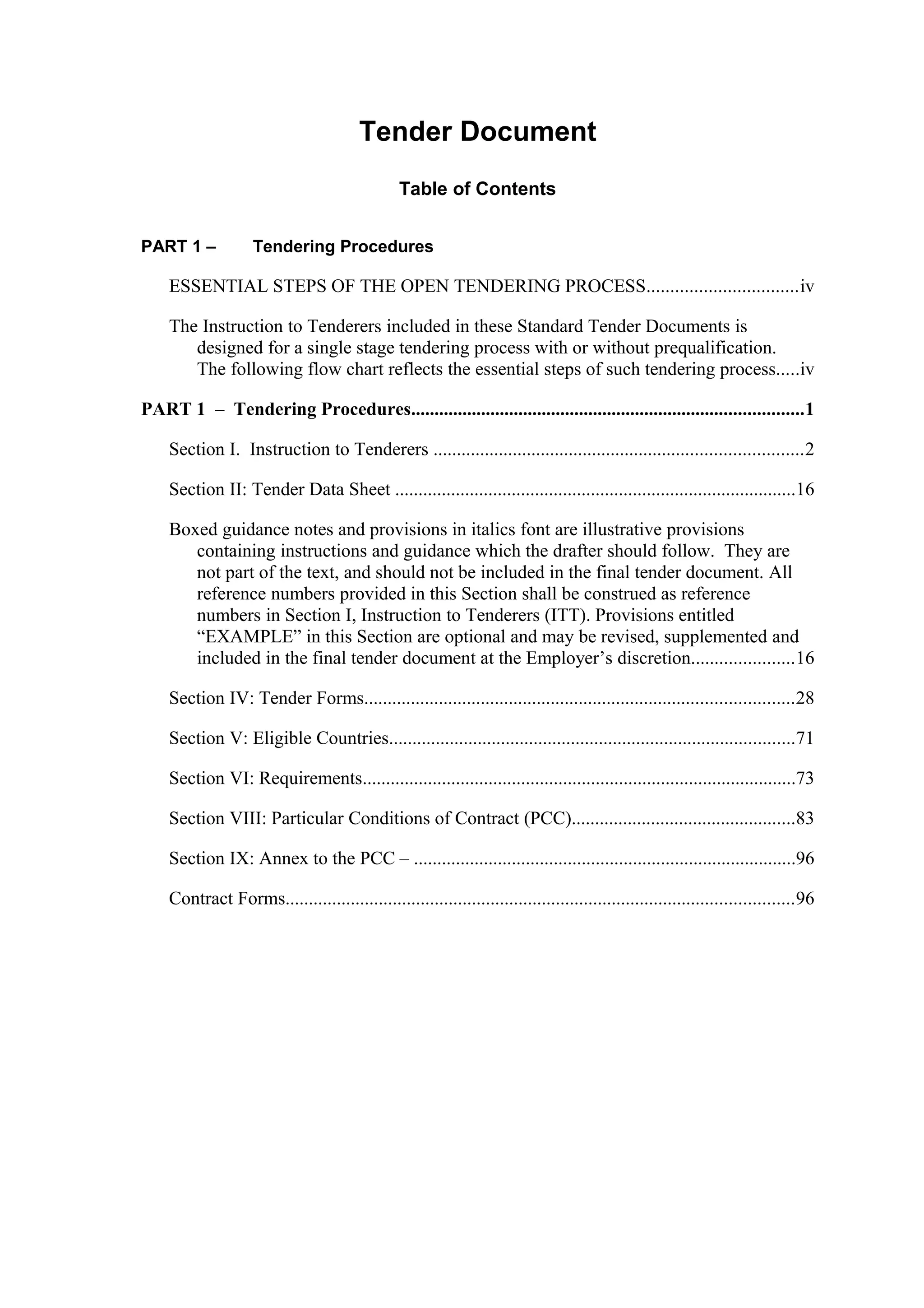 Final standard tender doc | DOC