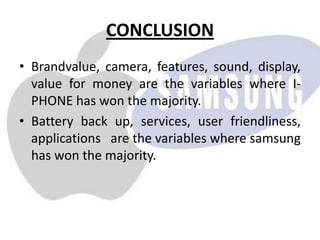 comparison between samsung and i phone using statistical measures | PPTX