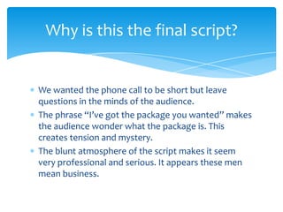 Final storyboard and script | PPT