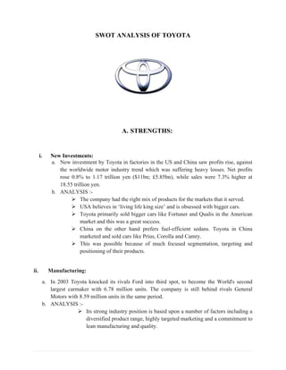 Toyota: Analysis of Vision Statement, Corporate Level Strategies & SWOT ...