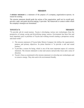 Toyota: Analysis of Vision Statement, Corporate Level Strategies & SWOT ...