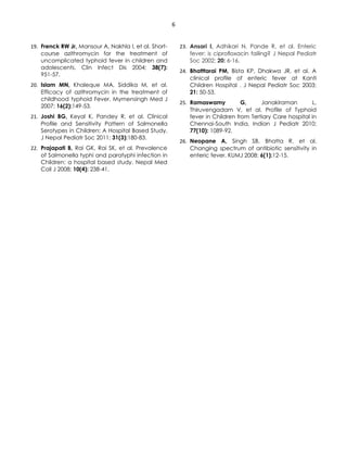 use of azithromycin in enteric fever in children as af first line ...