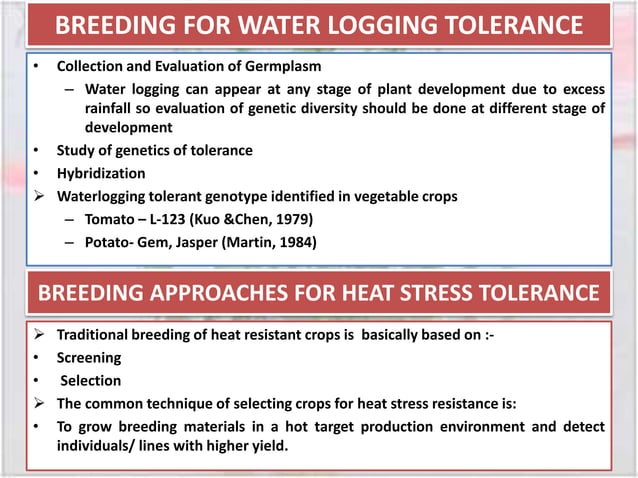 Breeding for abiotic stress resistance in vegetable crops | PPTX