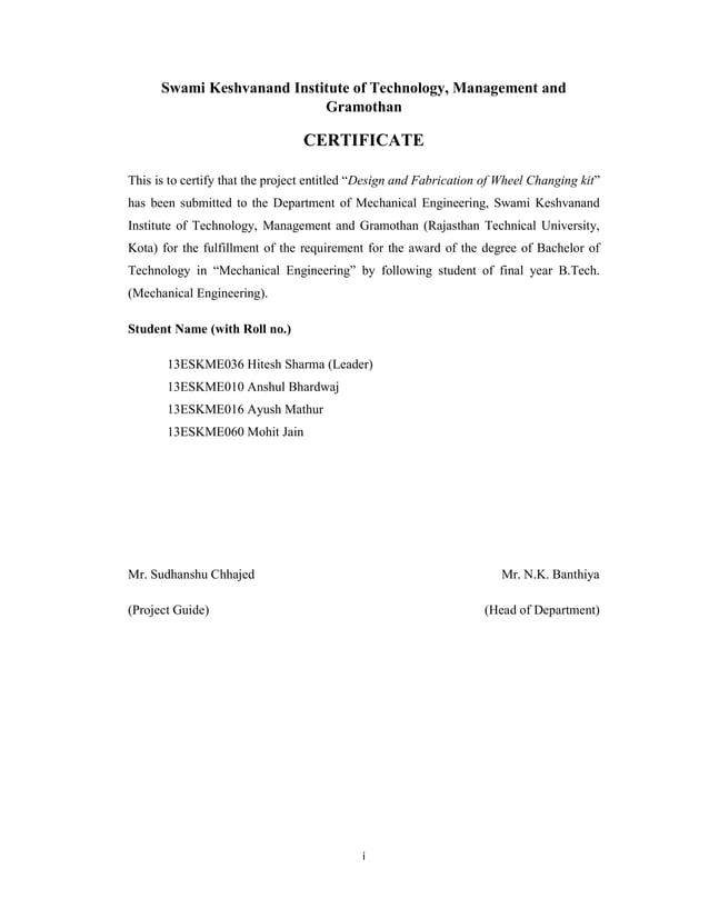Final Year Project Report Sample for Engineers - IIT and State ...