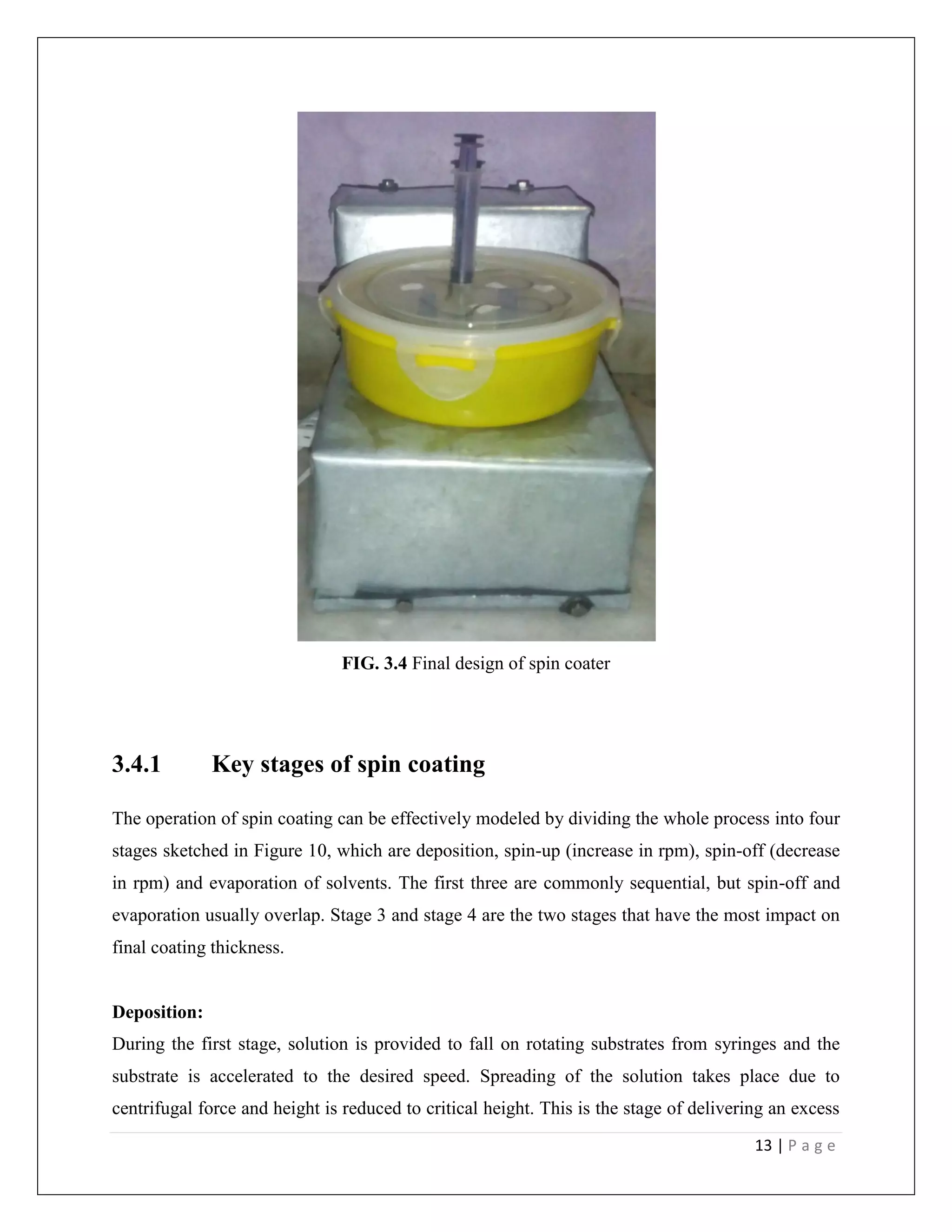 Design & Fabrication of a low cost spin coater | PDF