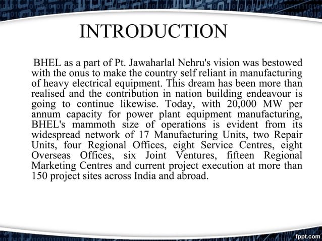 BHEL PPT | PPT