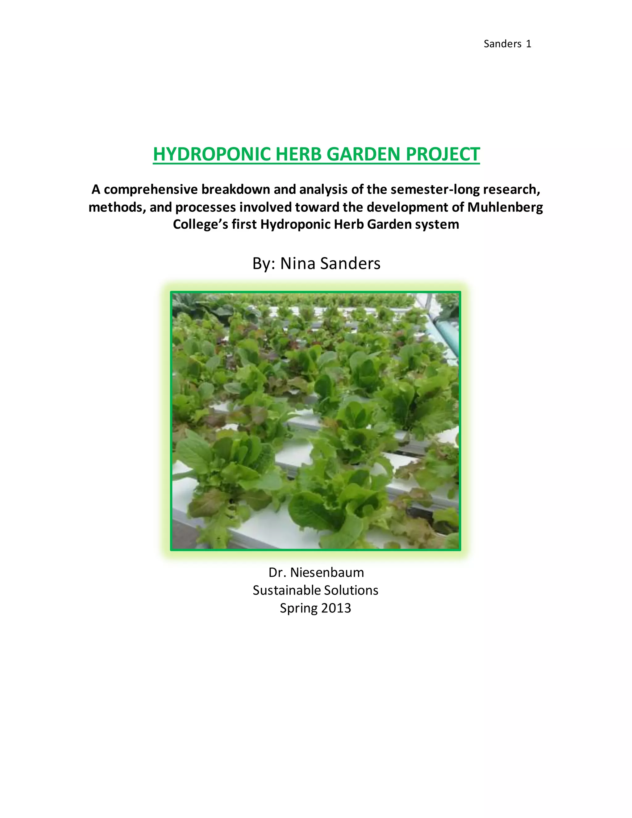Hydroponic Herb Garden Proposal | PDF