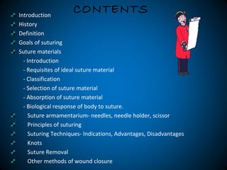 sutures and suturing technique and knots | PPT
