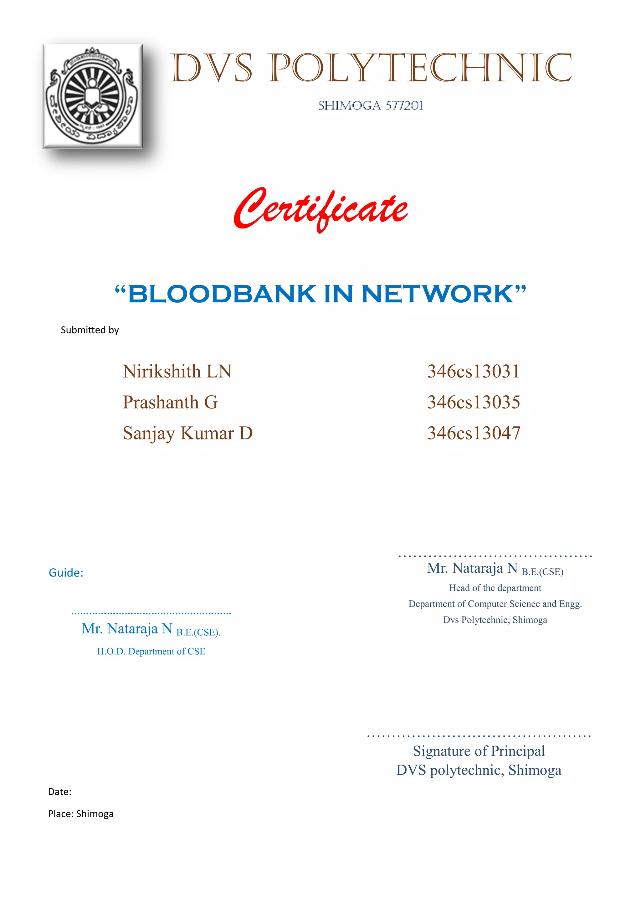 Blood bank in network | PDF