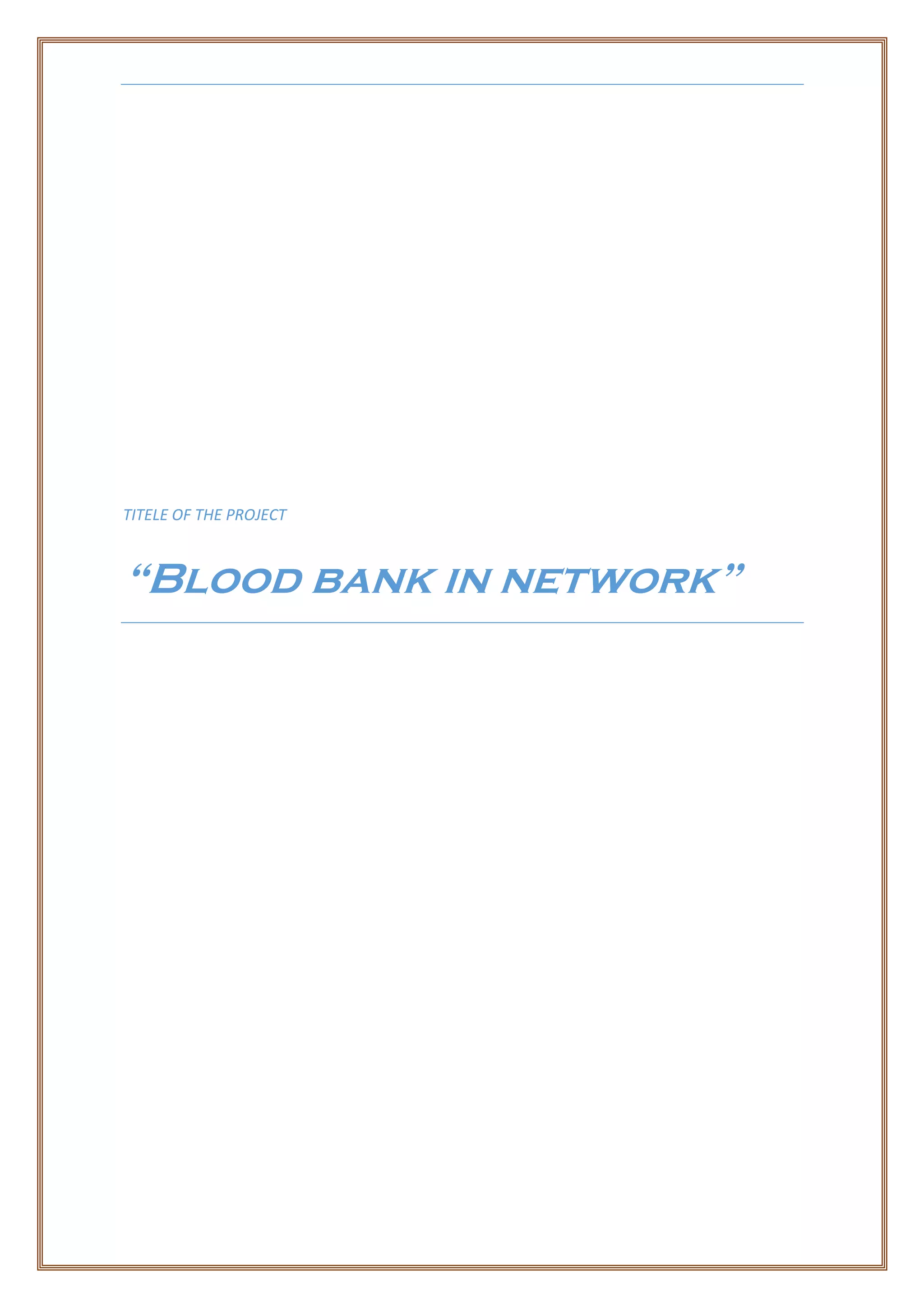 Blood bank in network | PDF