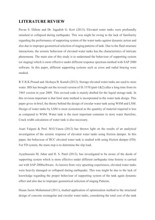 synopsis on design and estimation of intze tank | PDF