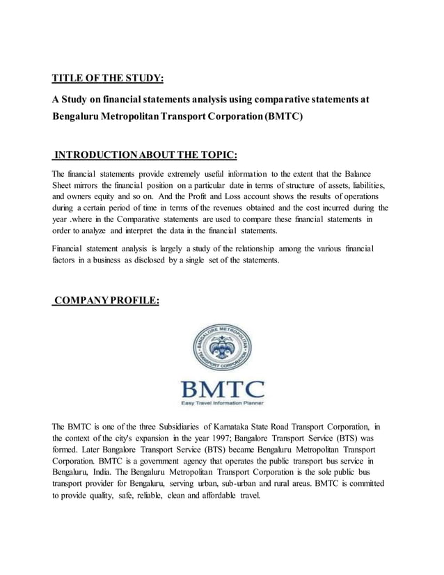 BMTC Dessertation Synopsis | PDF