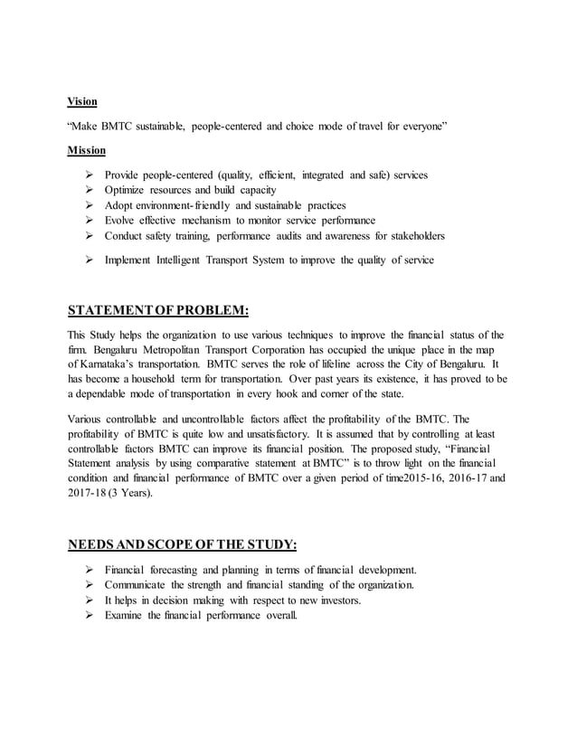 BMTC Dessertation Synopsis | PDF