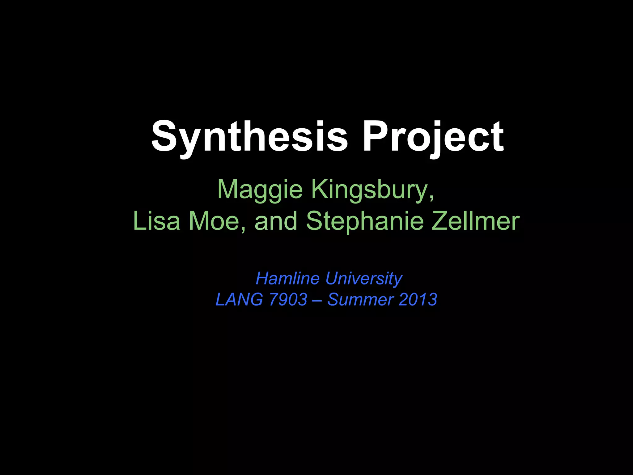 Final synthesis project | PPT