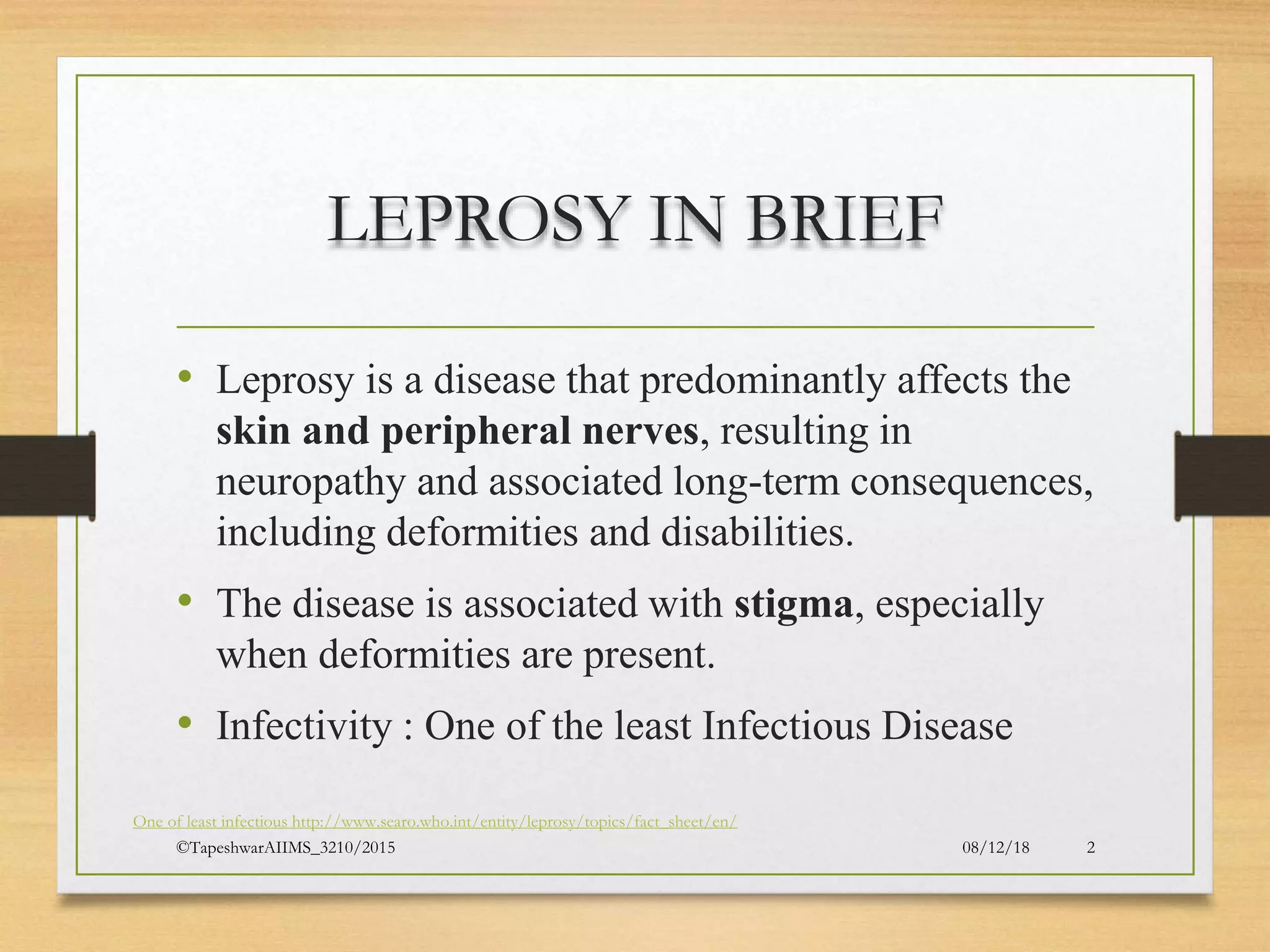 National Leprosy Eradication Programme (NLEP) as on 08/12/2018 | PPT