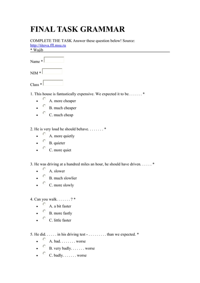 Final task grammar | PDF
