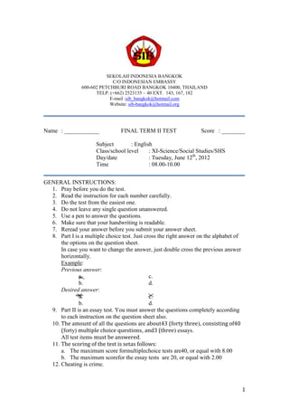 Final term assessment grade 11 2 | PDF