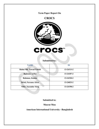 Term paper on crocs | DOCX | Business | Business and Finance