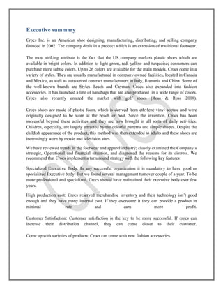 Term paper on crocs | DOCX