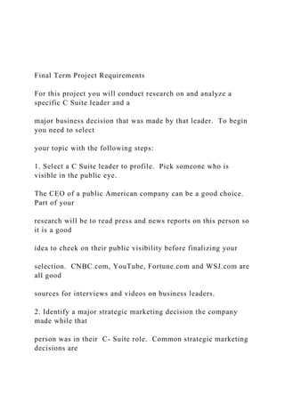 Final Term Project Requirements For this project you will .docx ...