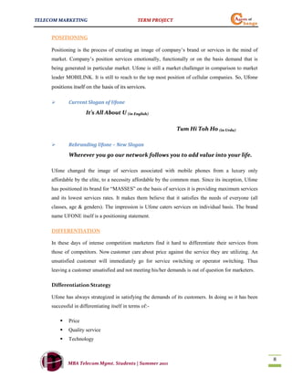 Advertising Campaign for Ufone VAS - A Telecom Marketing Report | PDF