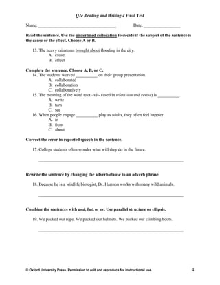 Revision on Book 4 Q Skills | PDF