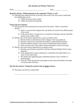 Revision on Book 4 Q Skills | PDF