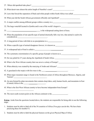 Final test of africa study guide | DOC