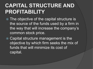 capital structure and profitability of a firm | PPTX