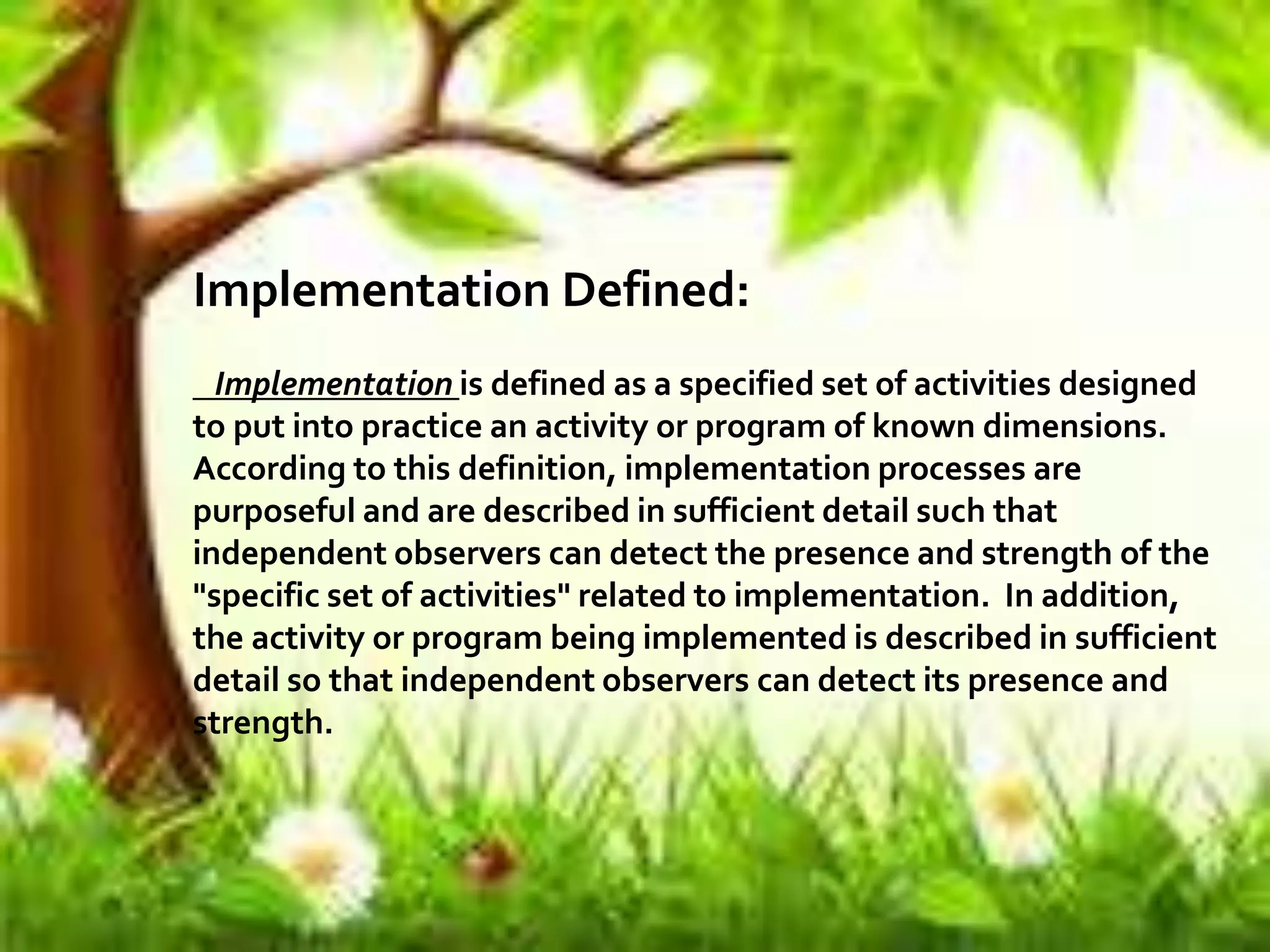 The key role of implementation | PPTX