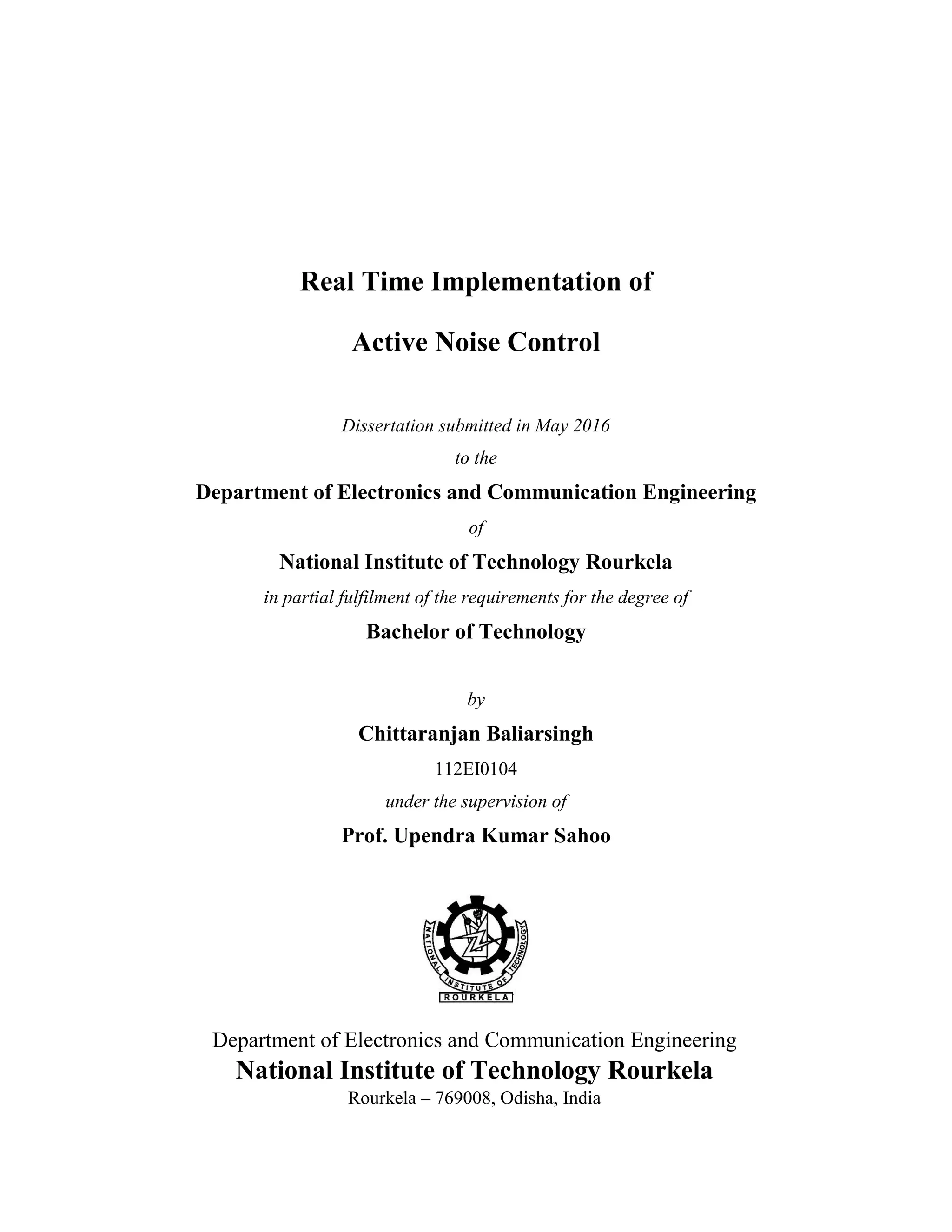 Real Time Implementation Of Active Noise Control Pdf