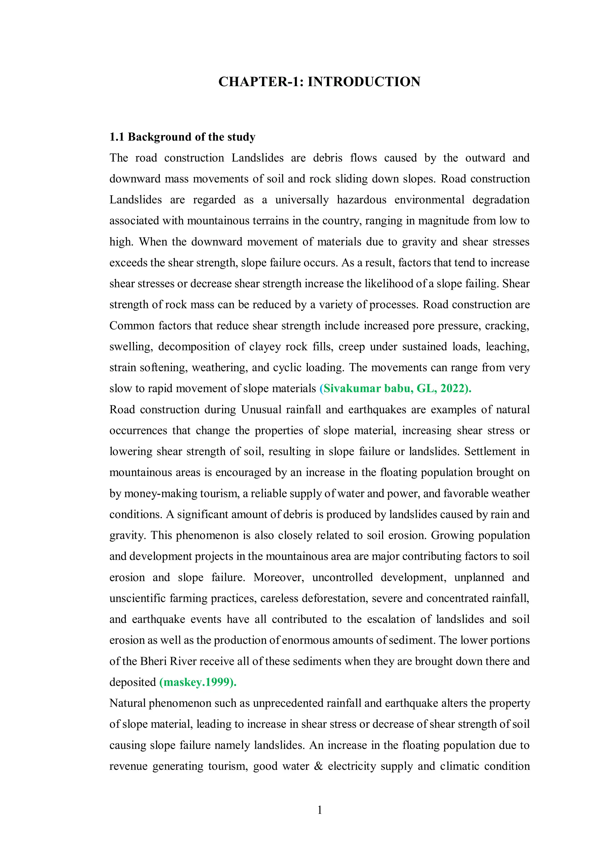 Thesis on Assessment of Landslide Prone Area and Their Consequences Due ...