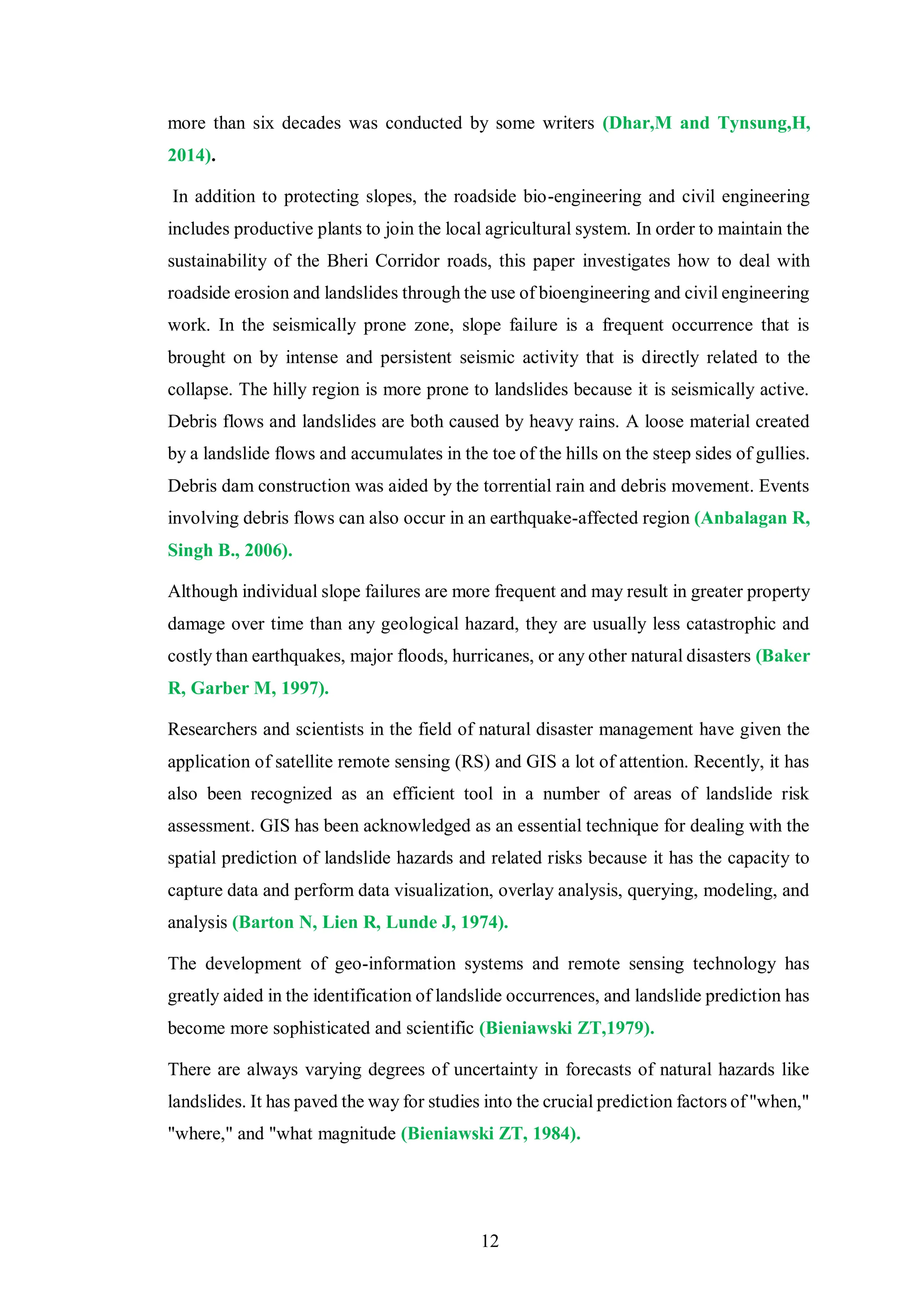 Thesis on Assessment of Landslide Prone Area and Their Consequences Due ...