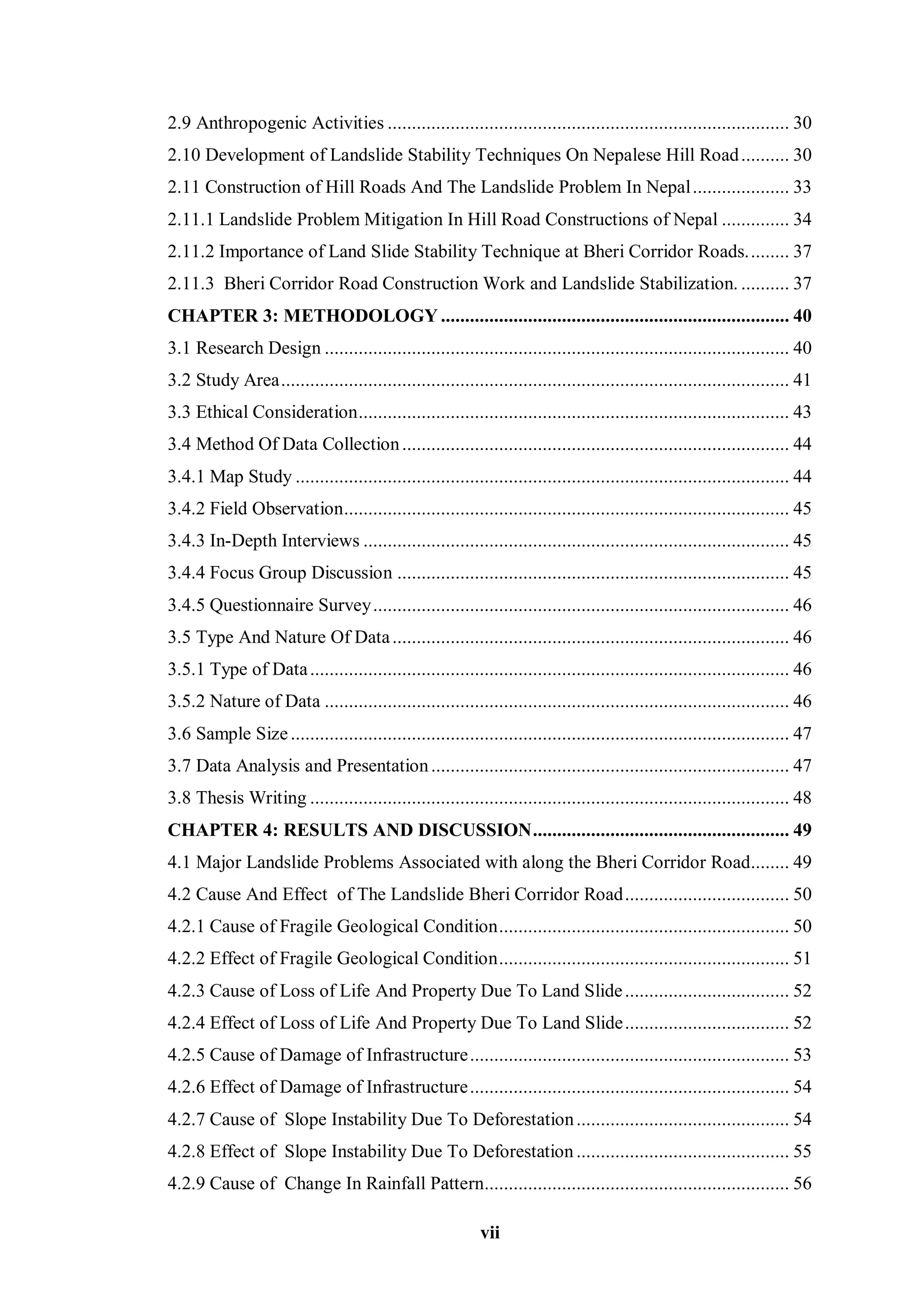 Thesis on Assessment of Landslide Prone Area and Their Consequences Due ...