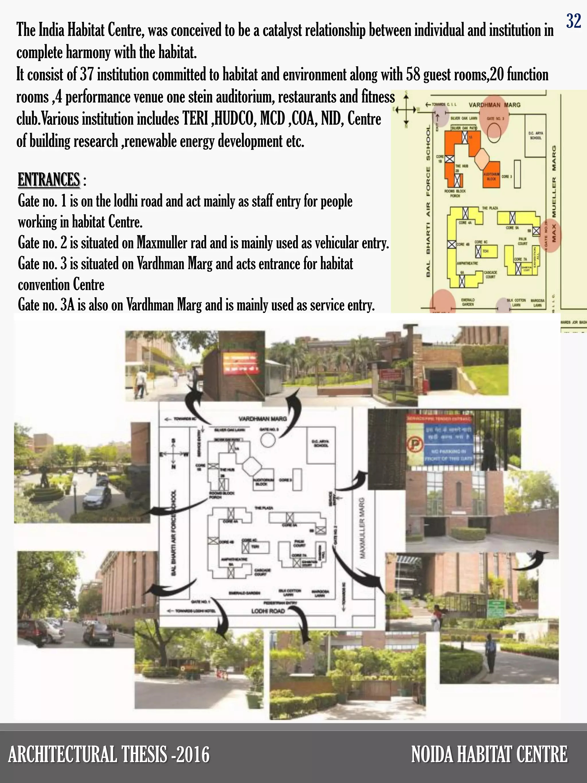 Thesis report on Habitat Centre, Noida | PDF