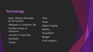 Othello: Act 1 Unit Plan | PPTX