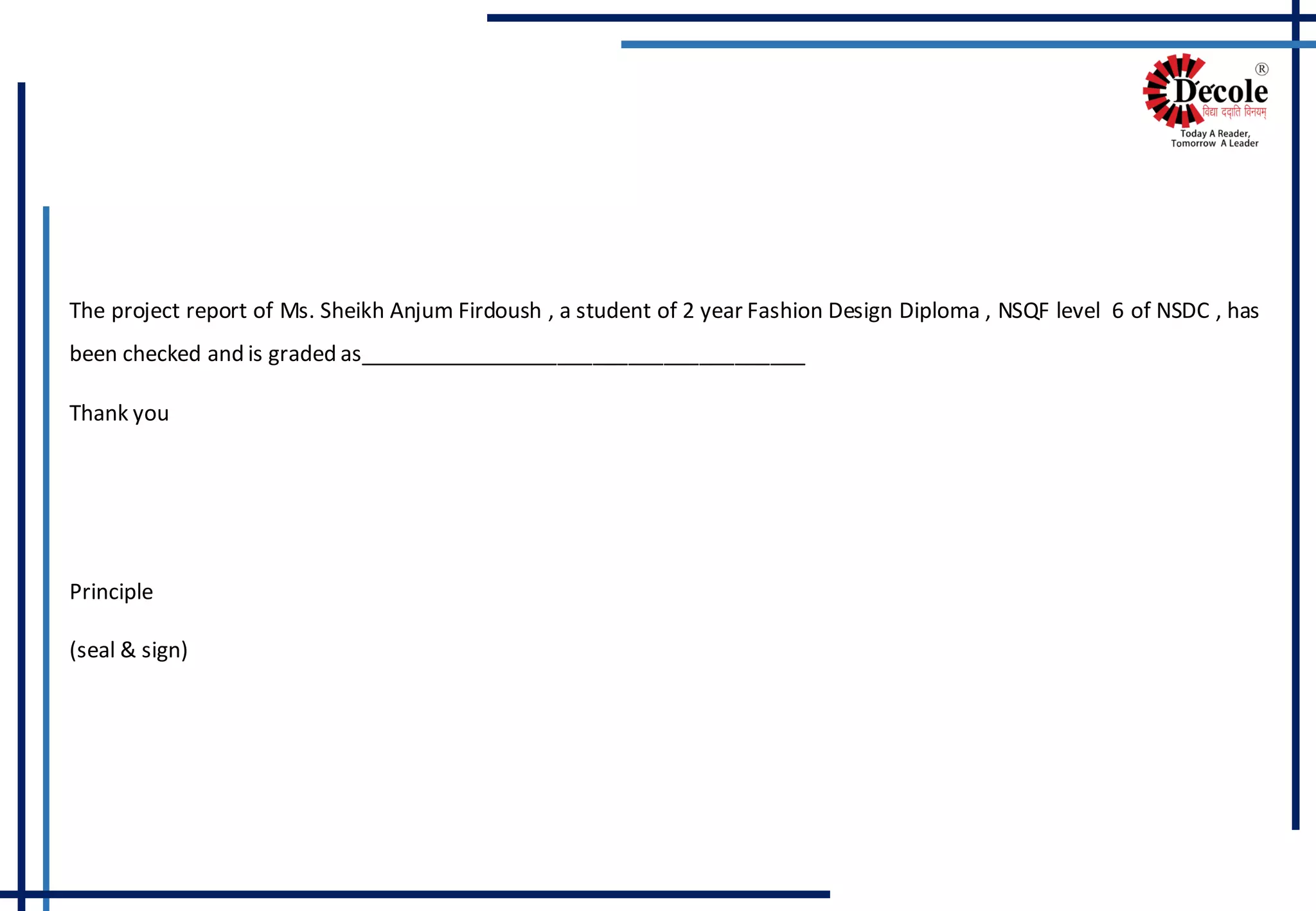 Sheikh Anjum Firdoush , Diploma Fashion Design Second Year | PPT