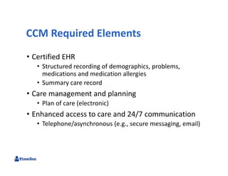 Chronic Care Management - Implemented By TimeDoc - May 2018 | PPT