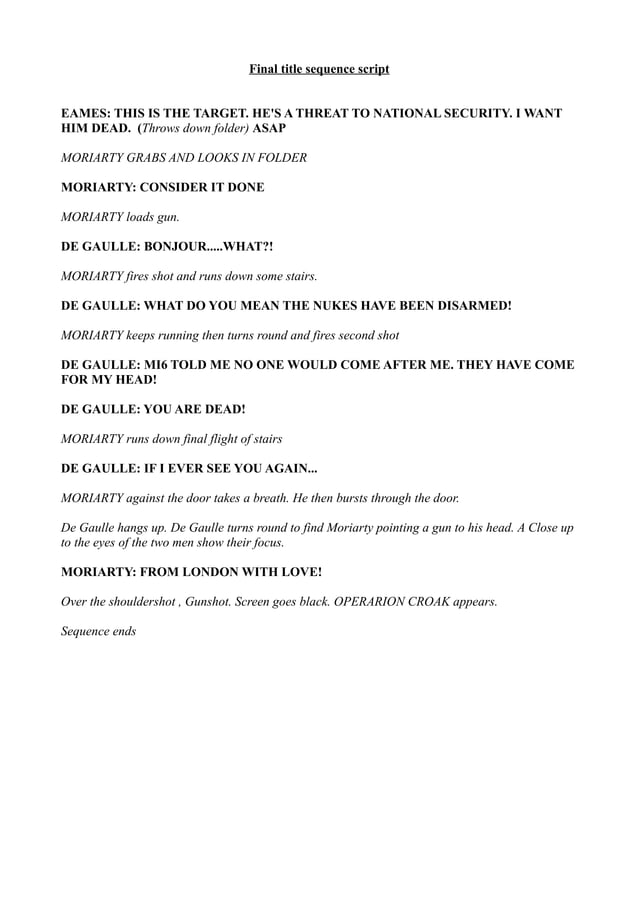 Final title sequence Script | ODT