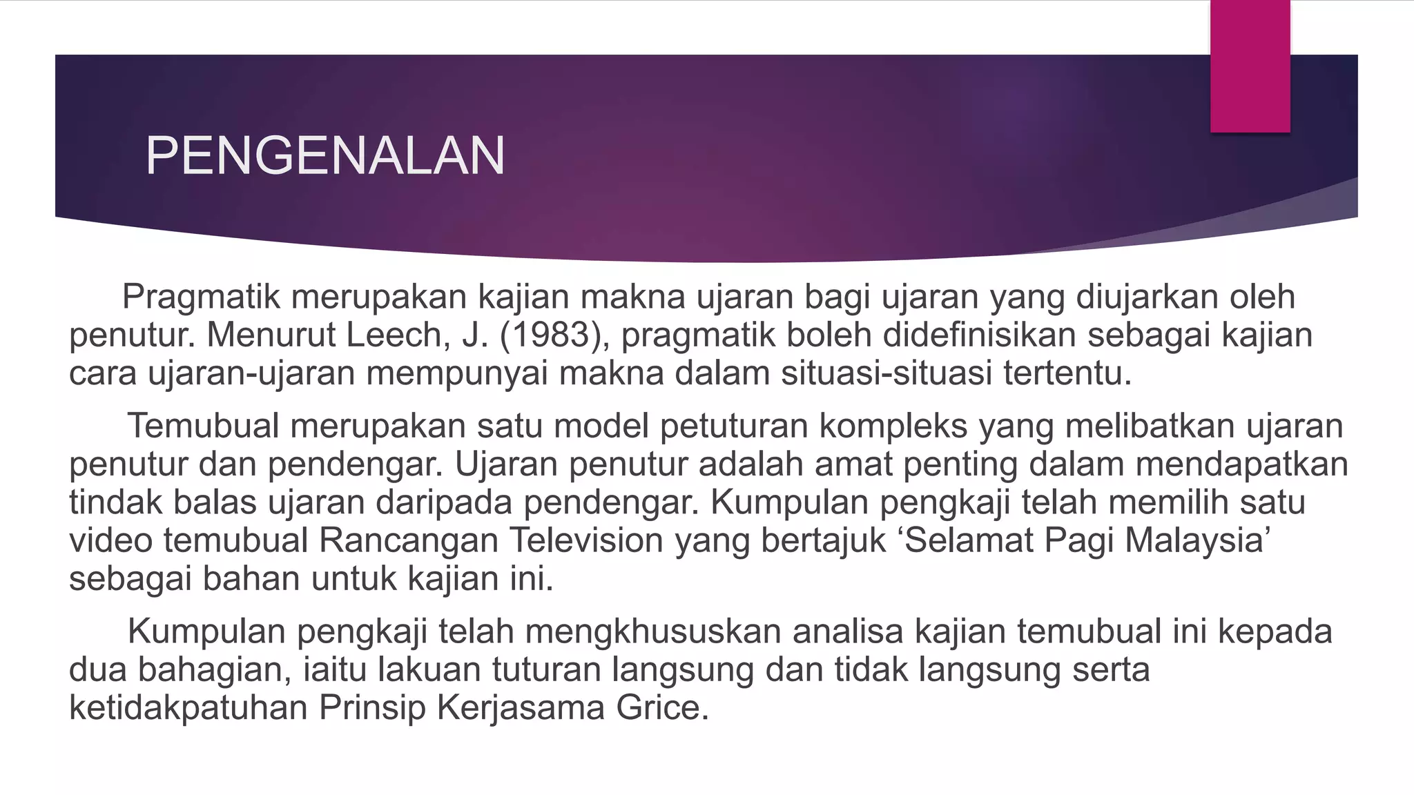 Analisa Lakuan Tuturan Langsung & tidak Langsung dan Ketidakpatuhan ...
