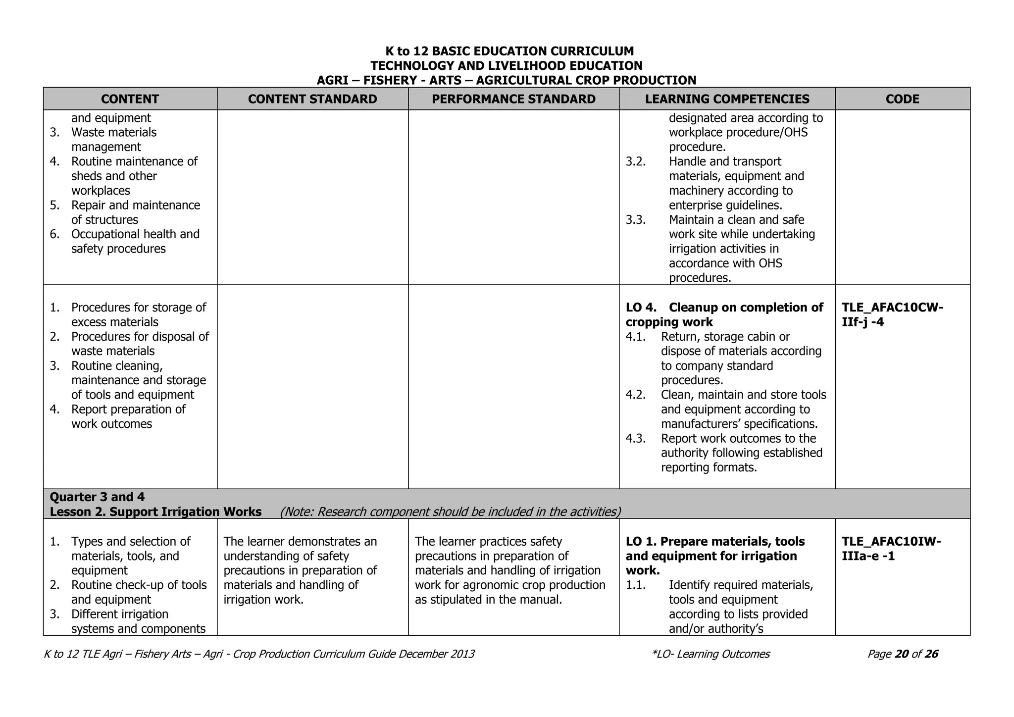 TLE-AF Agri Crop Production Curriculum Guide | PDF