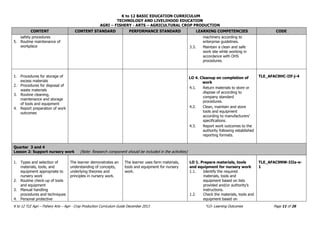 TLE-AF Agri Crop Production Curriculum Guide | PDF