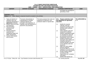 TLE-AF Agri Crop Production Curriculum Guide | PDF