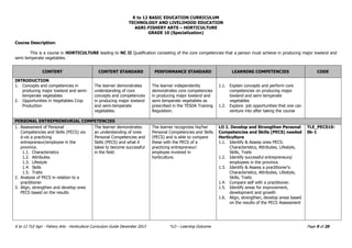 TLE-AF Horticulture Curriculum Guide | PDF