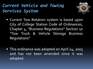 Vehicle Towing and Storage Services | PPTX