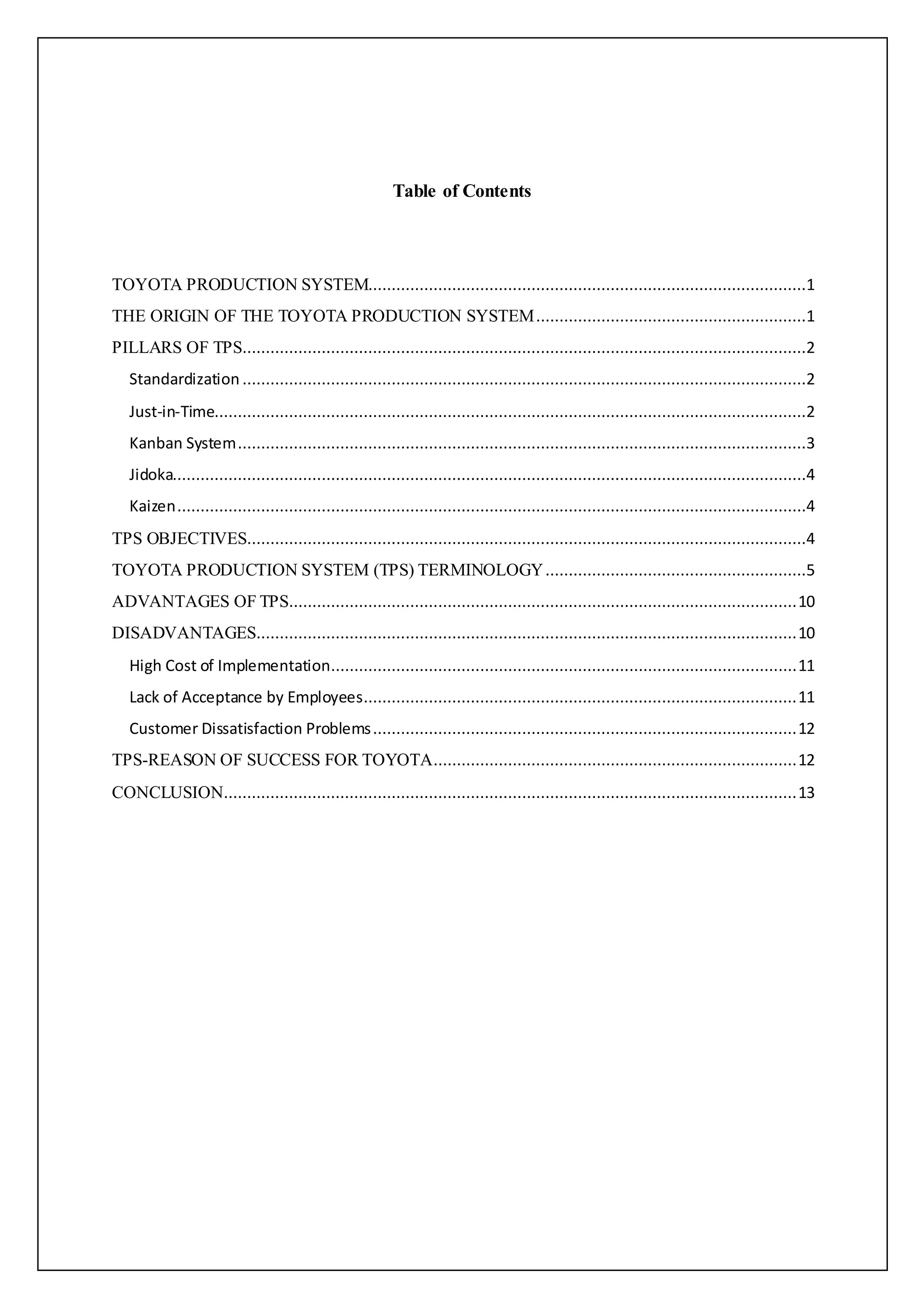 Toyota Production System | DOCX