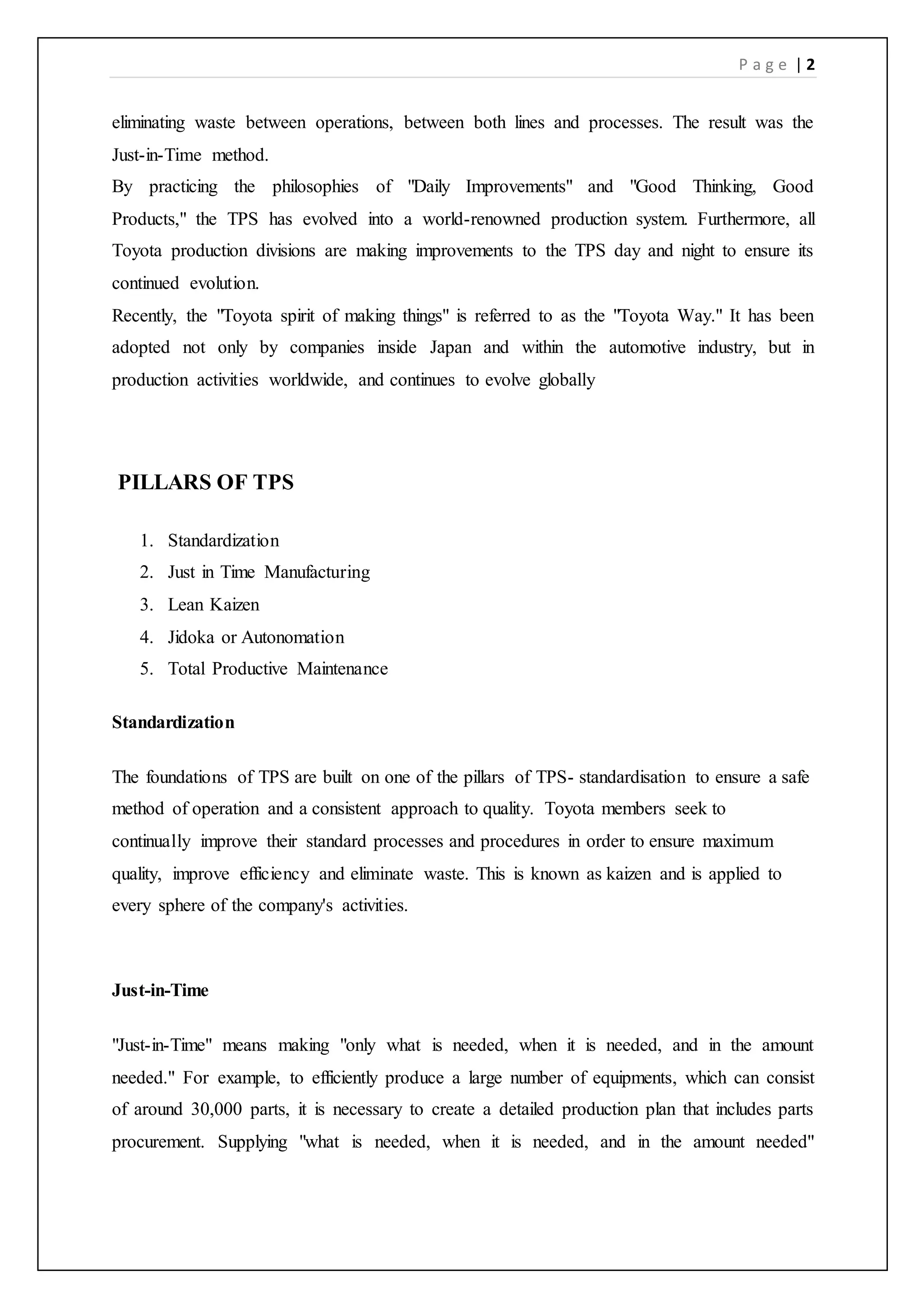 Toyota Production System | DOCX