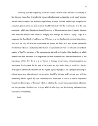 THE ARTISANAL SALT OF SAN VICENTE, ILOCOS SUR: A CASE STUDY | PDF