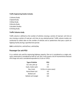 Traffic study project for final year CIVIL engineering | PDF